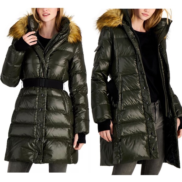S13 | Jackets & Coats | S3 Chalet Belted Puffer Down Filled Faux Fur ...